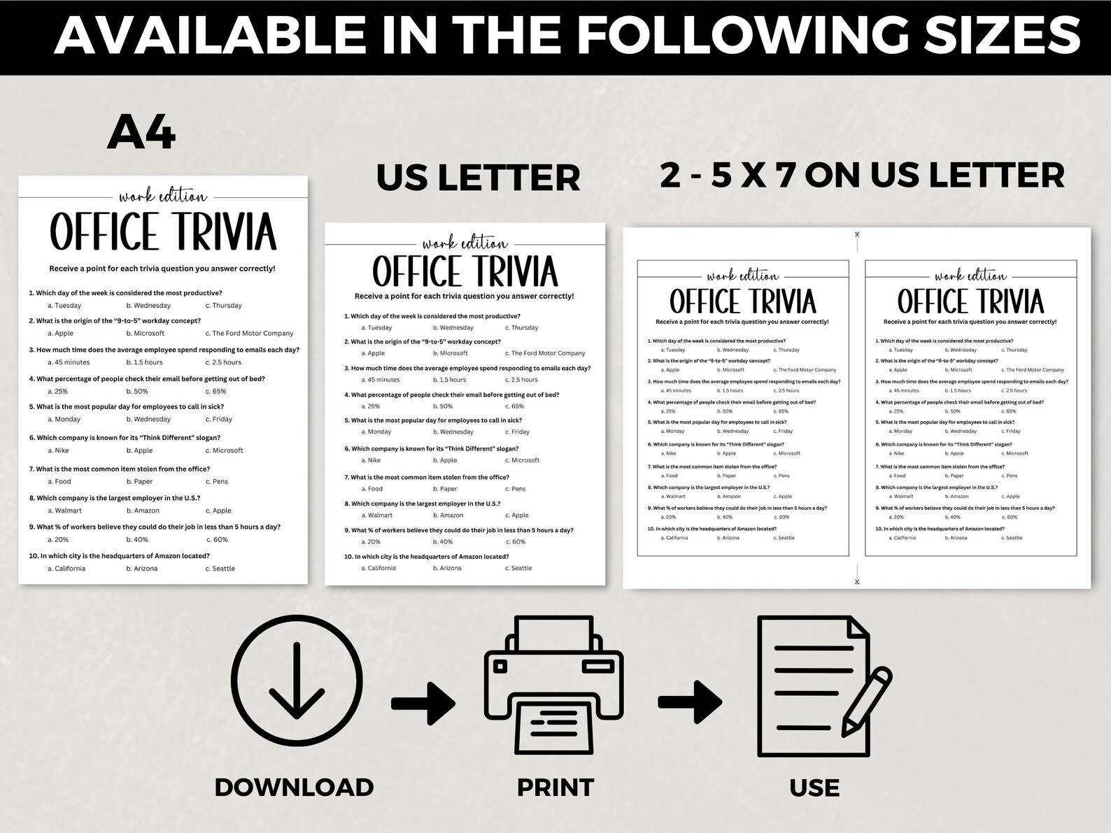 Office Trivia Game, Group Games, Work Party Games, Icebreaker Games ...