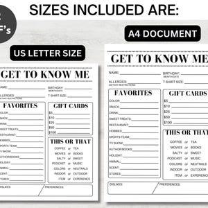 Getting to Know You Printable, All About Me Survey, Favorite Things ...