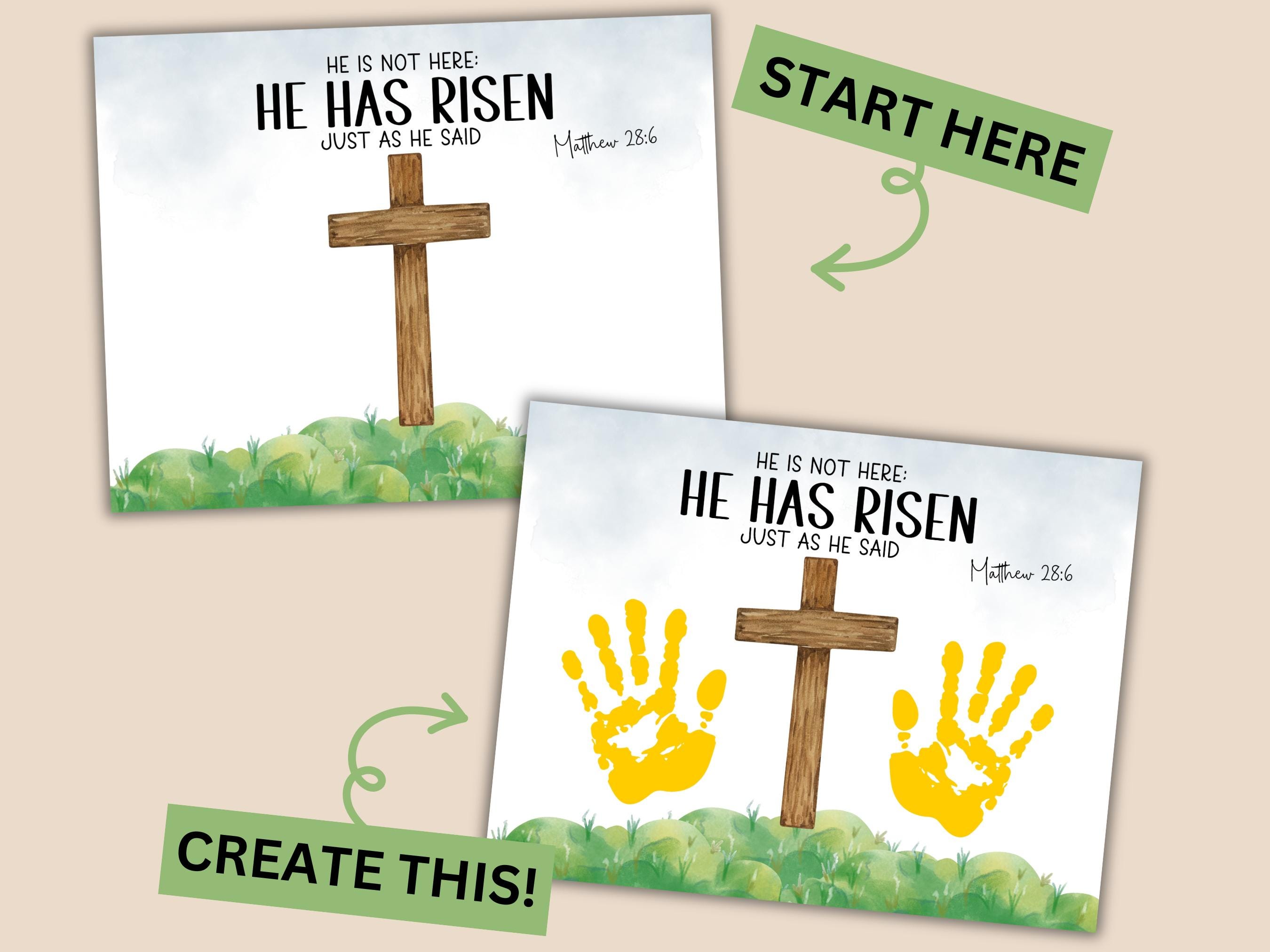 Easter Handprint Craft for Kids, He is Risen Holiday Activity, DIY ...
