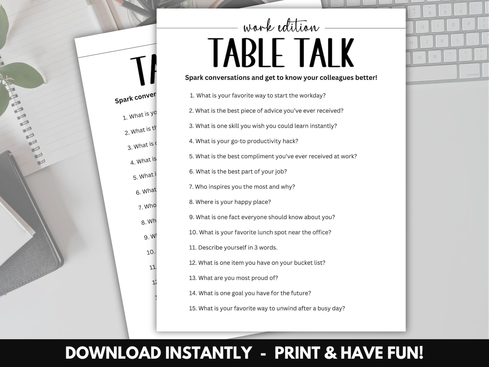 Work Party Games, Table Talk Icebreaker Game, Getting to Know You ...
