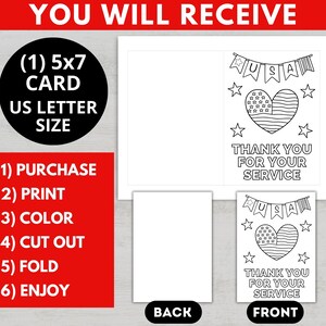 Veterans Day Coloring Card, Veterans Day Thank You Card, Homemade Cards ...