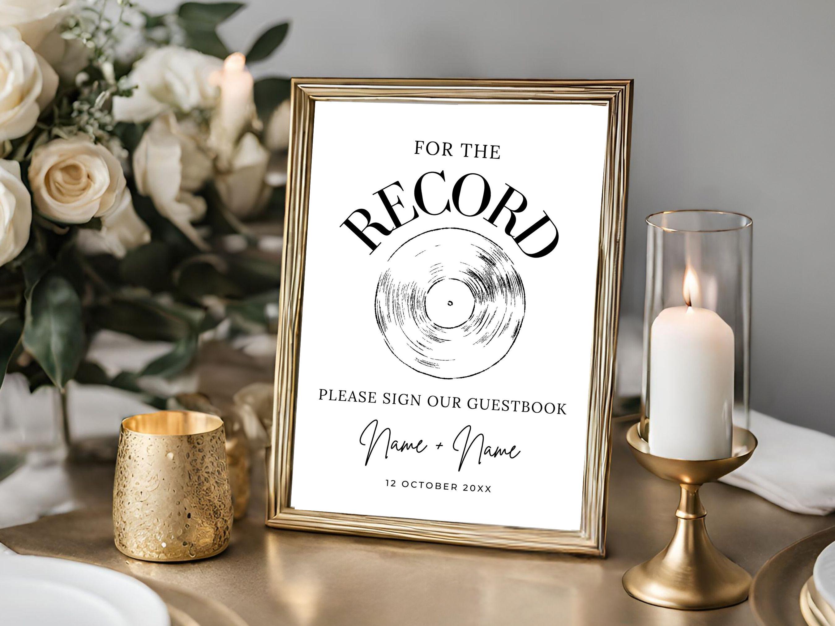 For the Record, Please Sign Our Record Guestbook, Wedding Record Sign ...