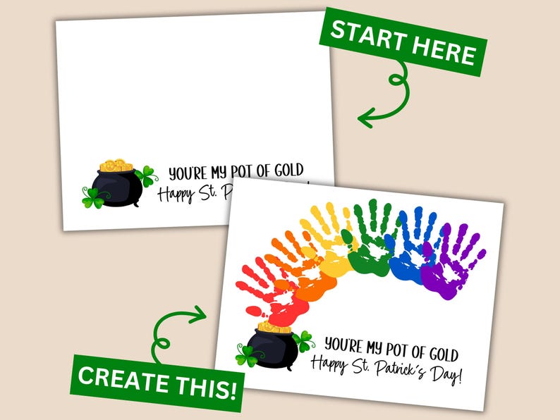St. Patrick's Day Handprint Craft for Kids, Printable Holiday Activity ...