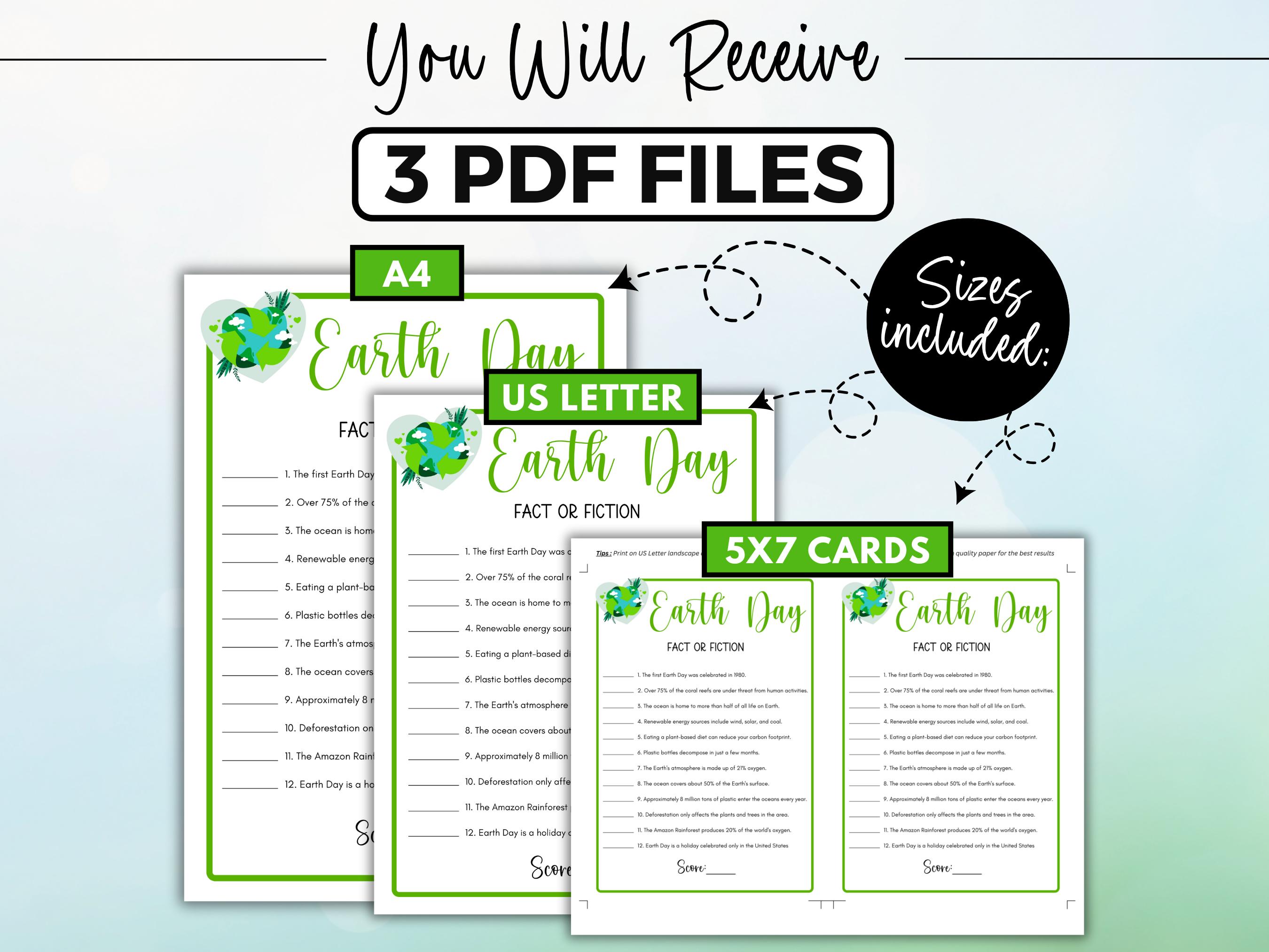 Earth Day Fact or Fiction Game, Printable Earth Day Games, Earth Day ...