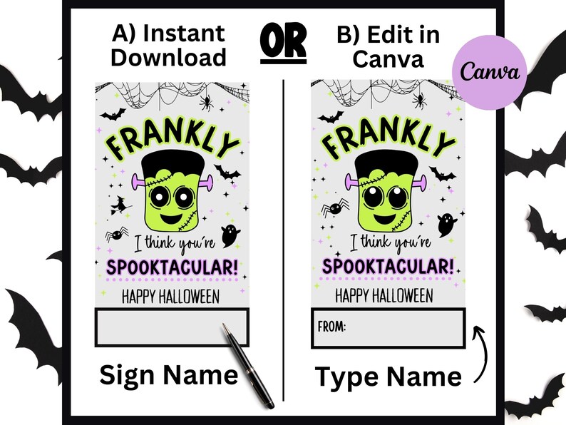 Editable Halloween Favor Tags, Halloween Treat Tag, Frankenstein Gift ...
