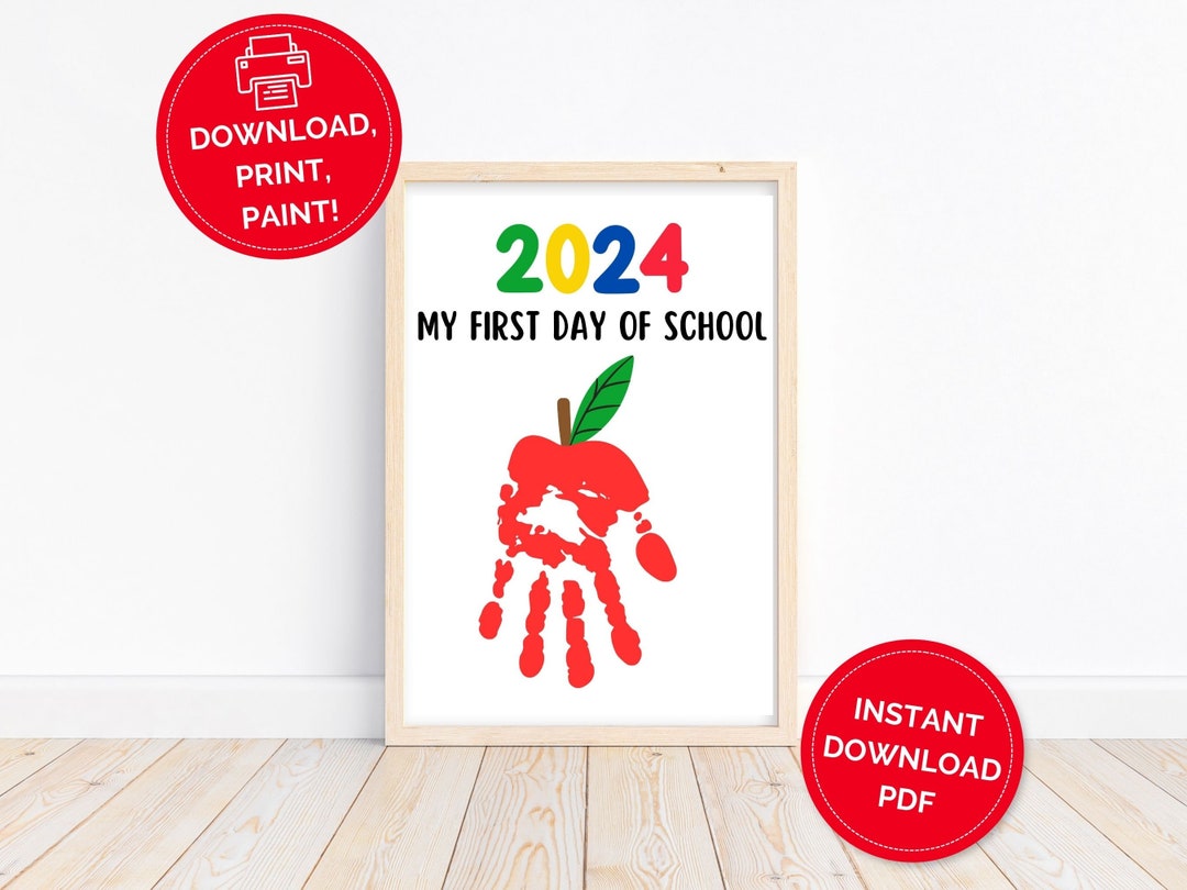 First Day of School Handprint Craft, Back to School 2024, Printable ...