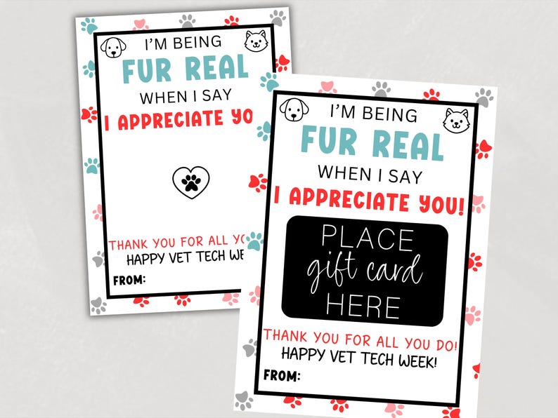 Vet Tech Week Gift, Staff Appreciation Gift, Thank You Card, Veterinary ...