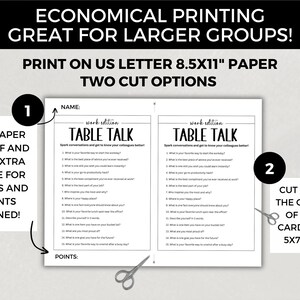 Work Party Games, Table Talk Icebreaker Game, Getting to Know You ...