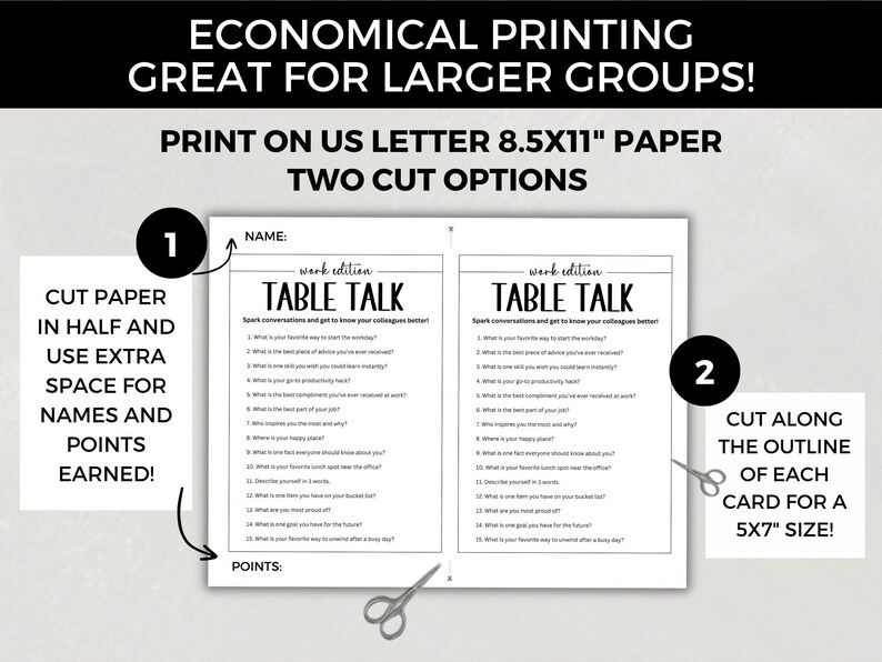 Work Party Games, Table Talk Icebreaker Game, Getting to Know You ...