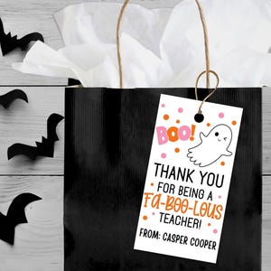 Editable Halloween Treat Tags, Teacher Appreciation Favor Tag, Spooky ...