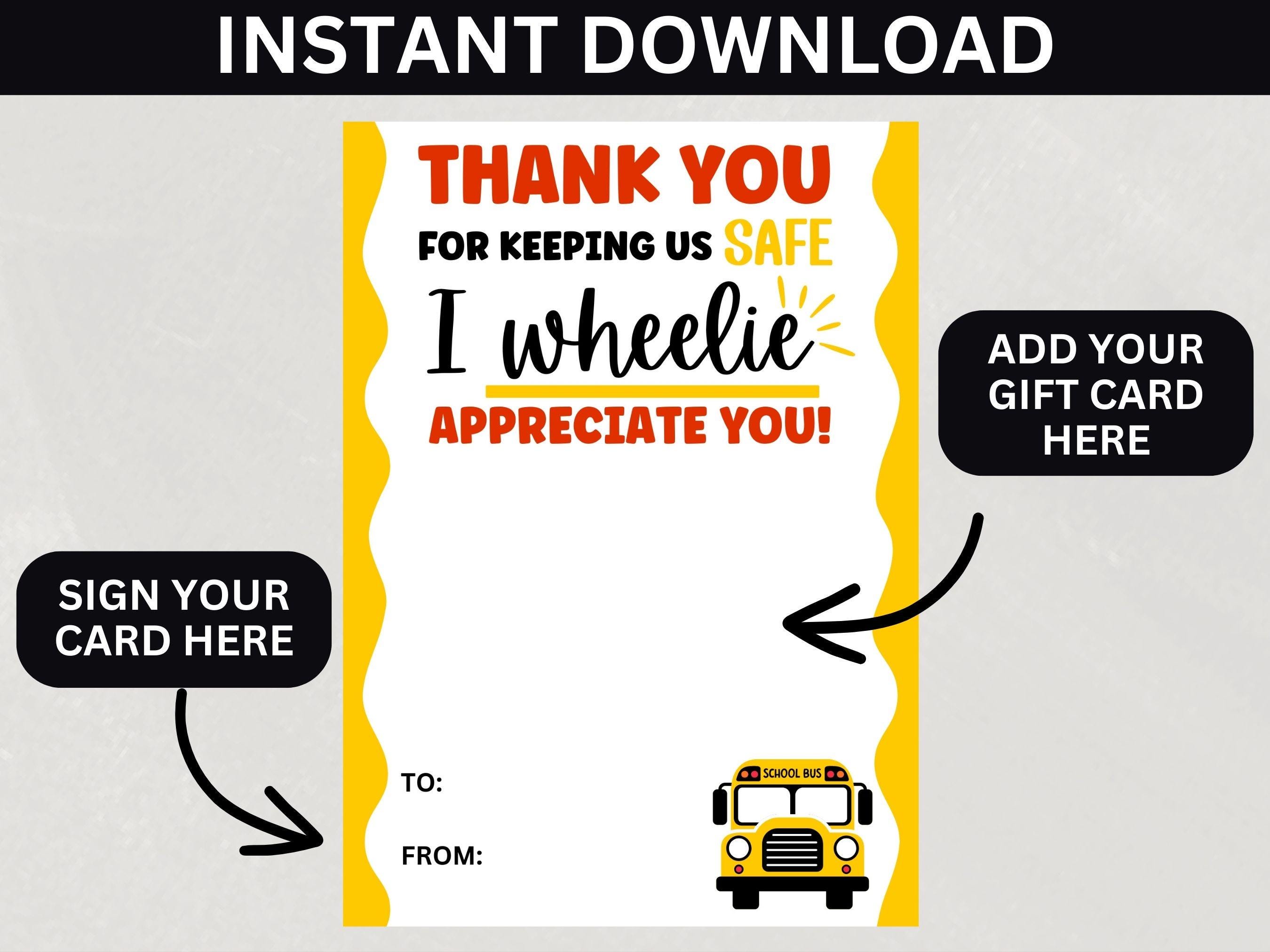 Editable Bus Driver Appreciation Gift Card Holder, Printable Thank You ...