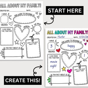 All About My Family Printable Worksheet, Get to Know Me, Preschool ...