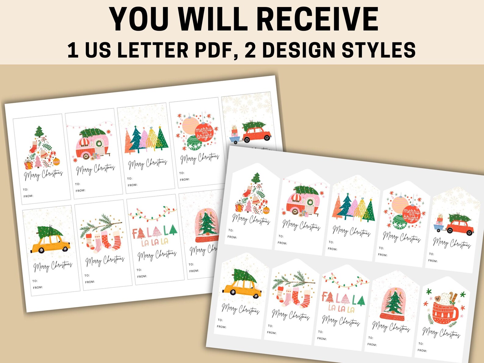 Christmas Gift Tag Set, Printable Christmas Gift Tag, Merry Christmas ...