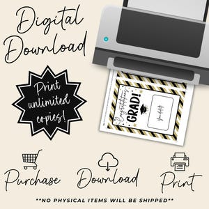 Graduation Gift Card Holder, Printable Graduation Card, Class of 2025 ...