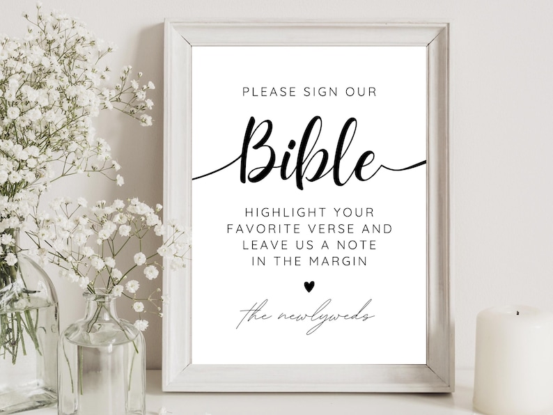 Bible Guest Book Sign, Bible Verse Wedding Guestbook Template ...