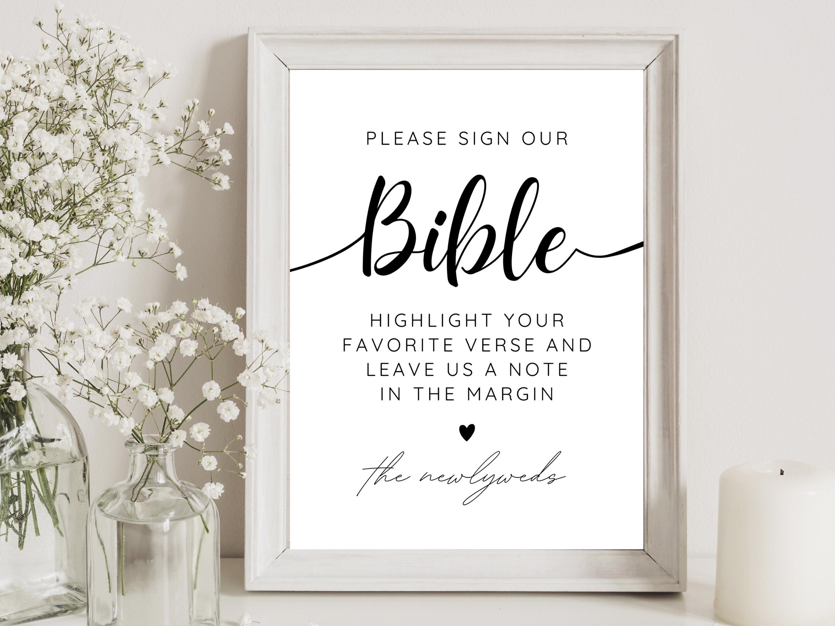 Bible Guest Book Sign, Bible Verse Wedding Guestbook Template ...