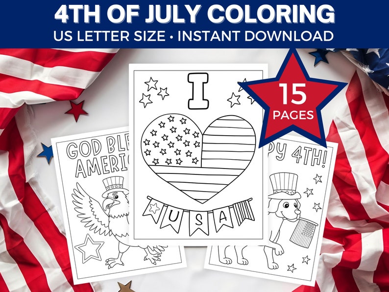 4th of July Color Sheets, Fourth of July Printable Activity ...