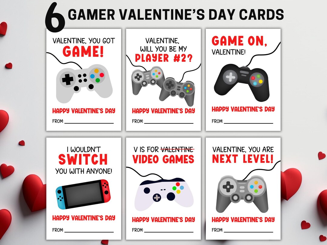 Printable Video Game Valentine's Day Cards, Classroom Valentines, Boy ...