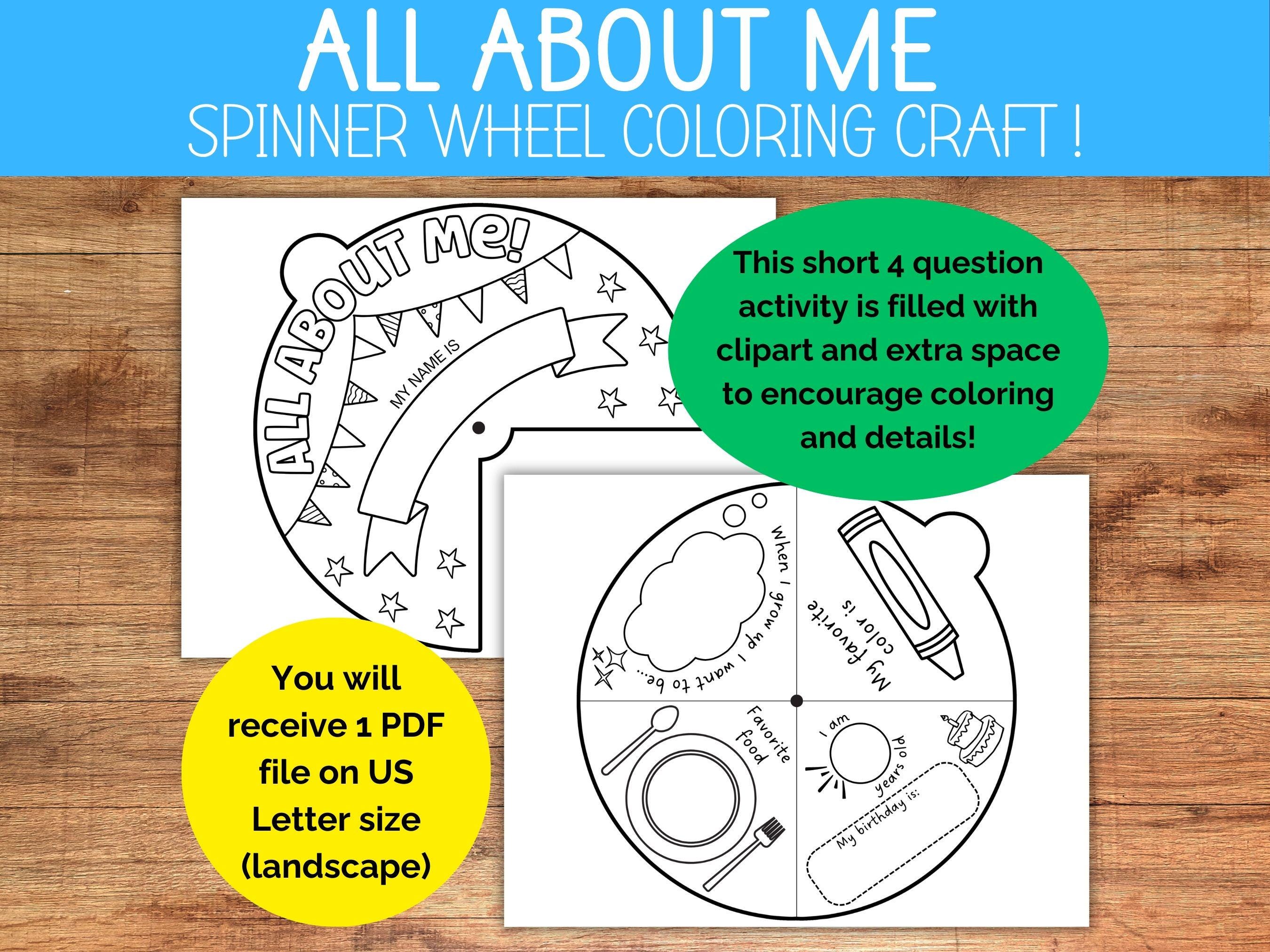 All About Me Spinner Wheel Coloring Craft, Back to School Template ...