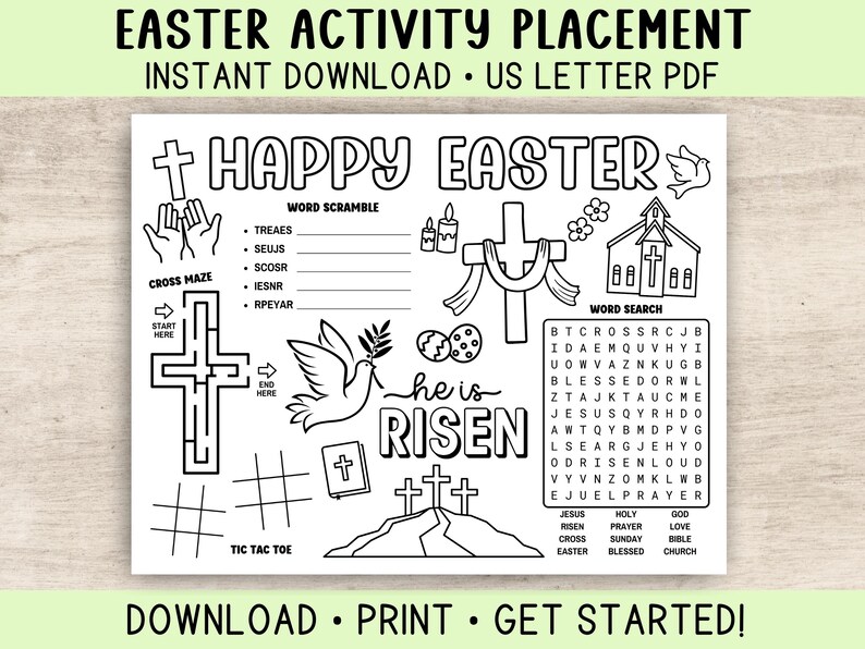 Easter Story Activity Placemat, Fun Sunday School Easter Craft, Kids ...