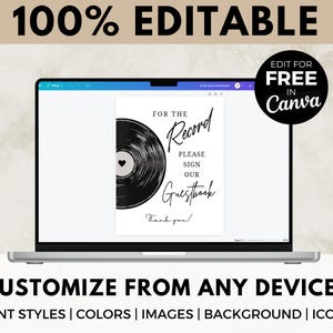 For the Record Sign, Record Guest Book Sign, Sign Our Guestbook, Custom ...