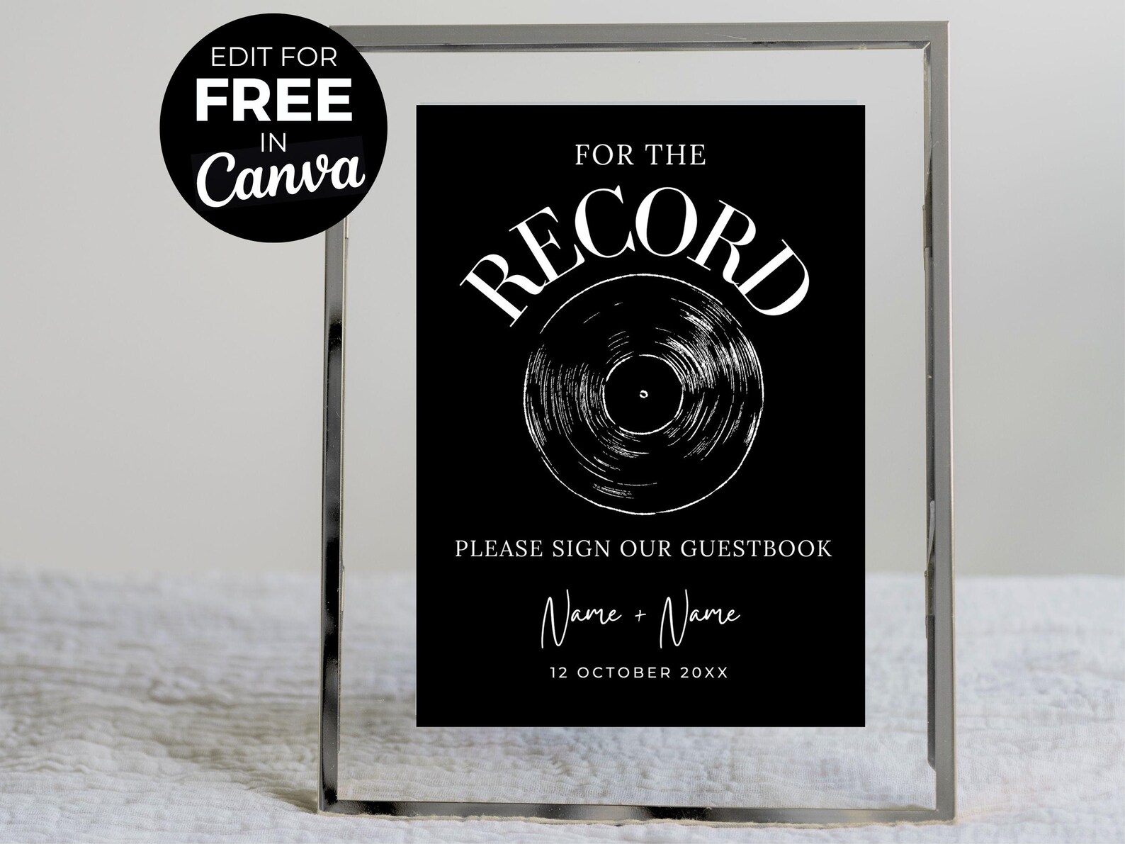 For the Record, Please Sign Our Record Guestbook, Wedding Record Sign ...