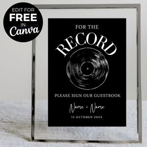 For the Record, Please Sign Our Record Guestbook, Wedding Record Sign ...