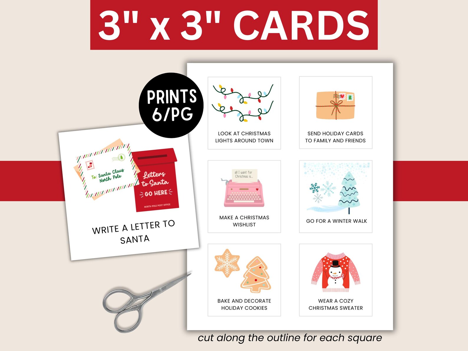 Advent Calendar Activity Cards, Christmas Countdown Cards, Christmas ...