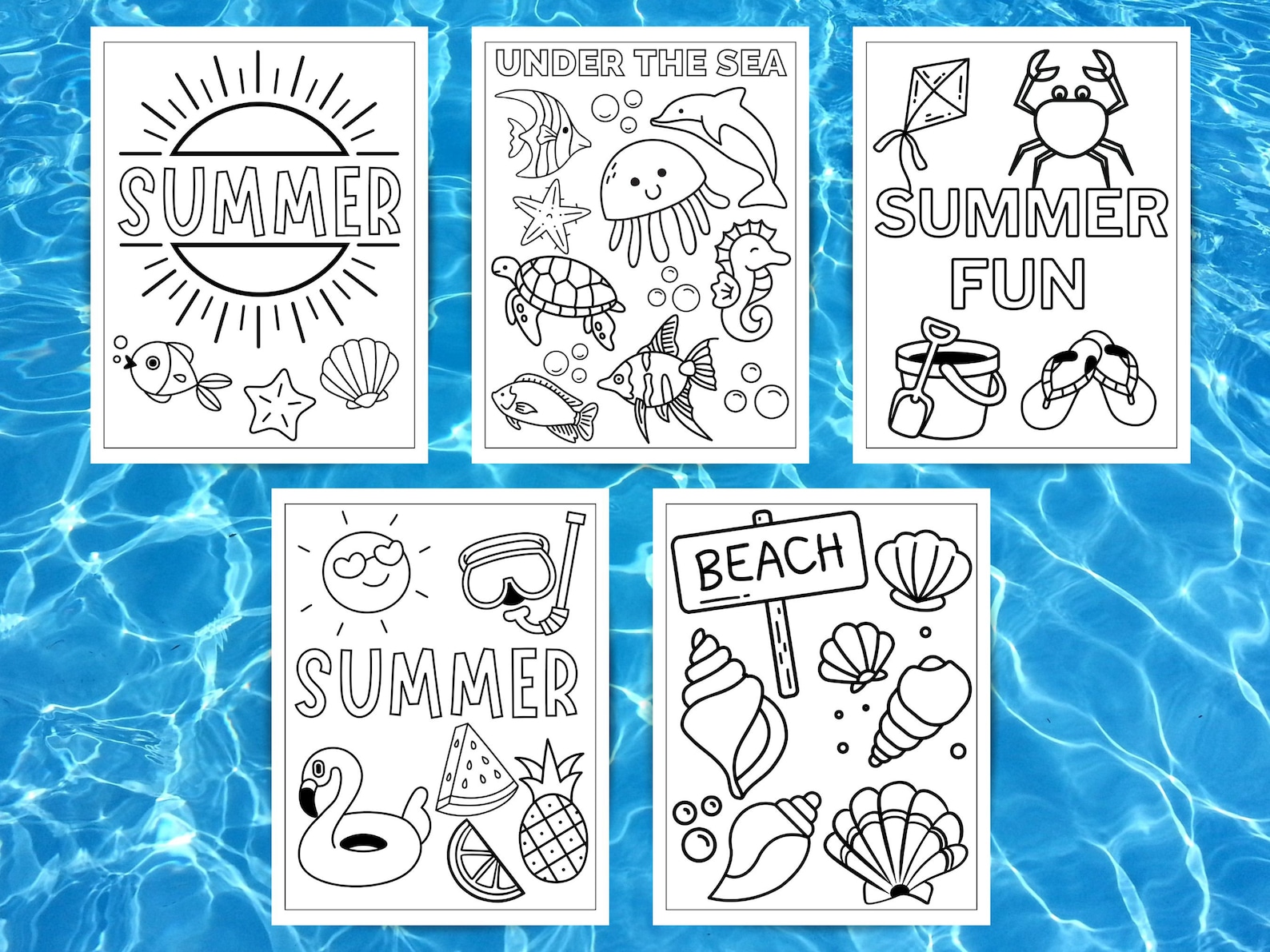 Summer Coloring Pages, Fun Printable Activity, Instant Download ...