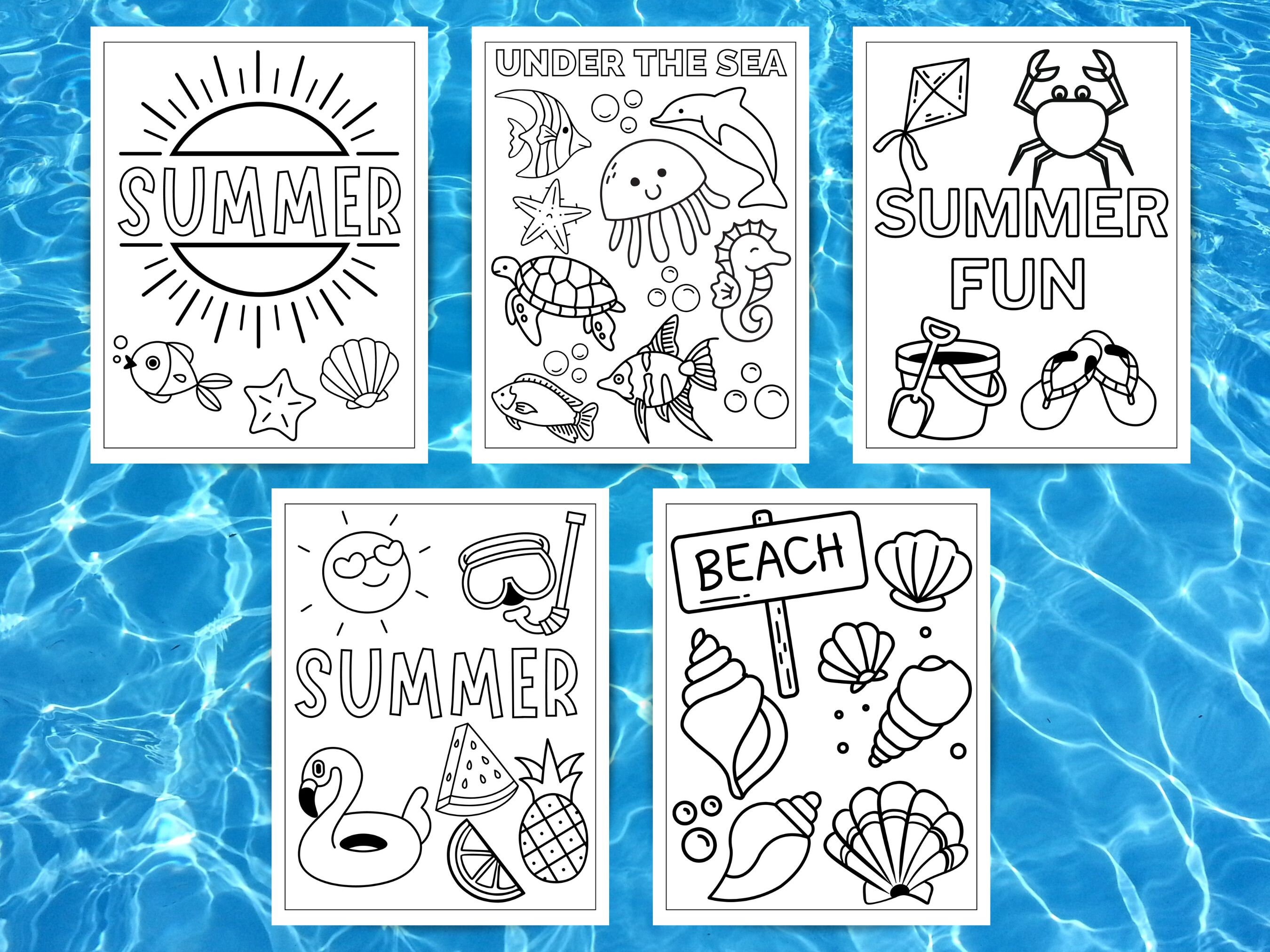 Summer Coloring Pages, Fun Printable Activity, Instant Download ...