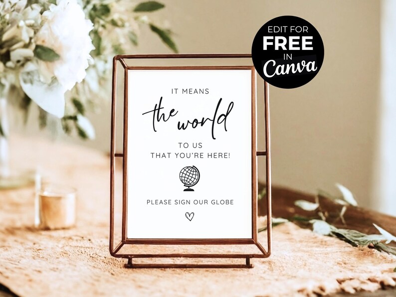 Globe Guest Book Sign, You Mean the World to Us, Globe Guestbook ...