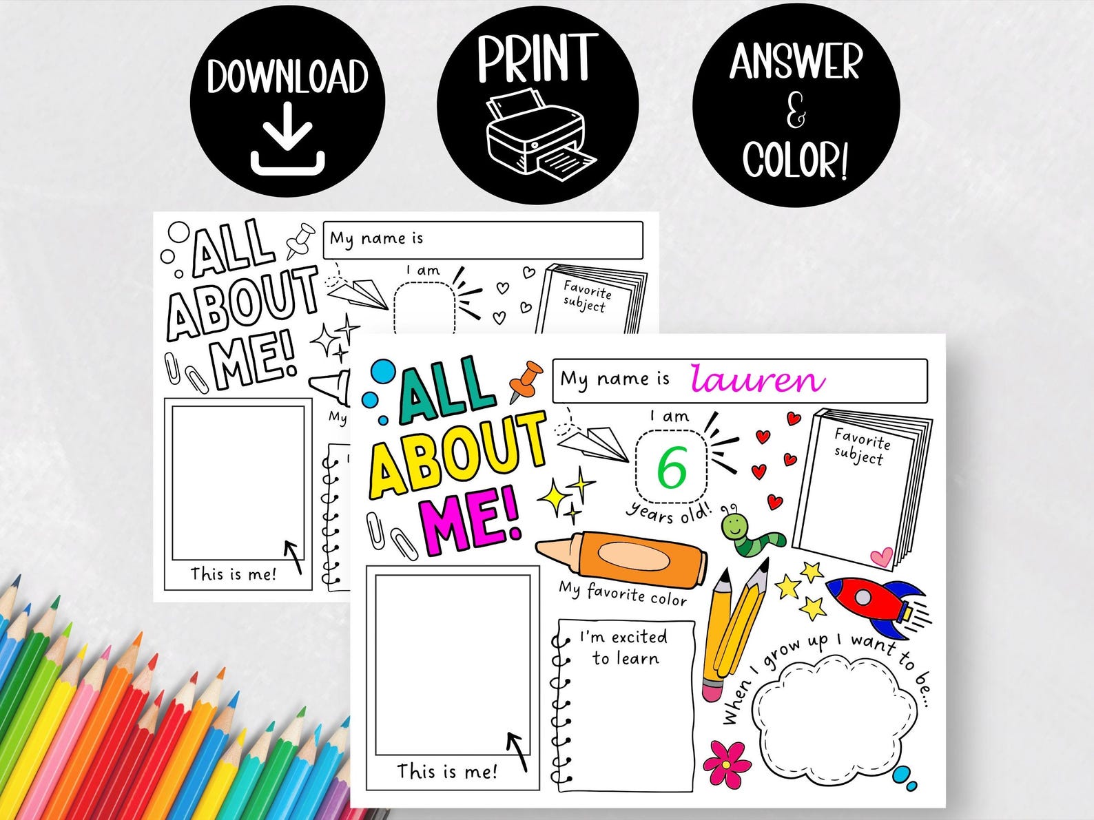 All About Me Printable, Getting to Know You Activity, Back to School ...