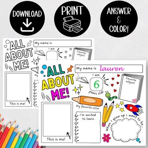 All About Me Printable, Getting to Know You Activity, Back to School ...