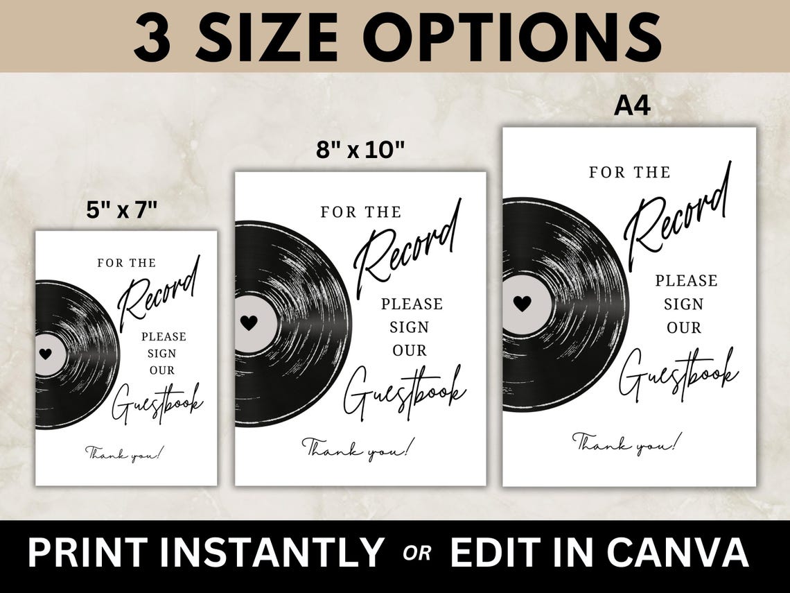 For the Record Sign, Record Guest Book Sign, Sign Our Guestbook, Custom ...