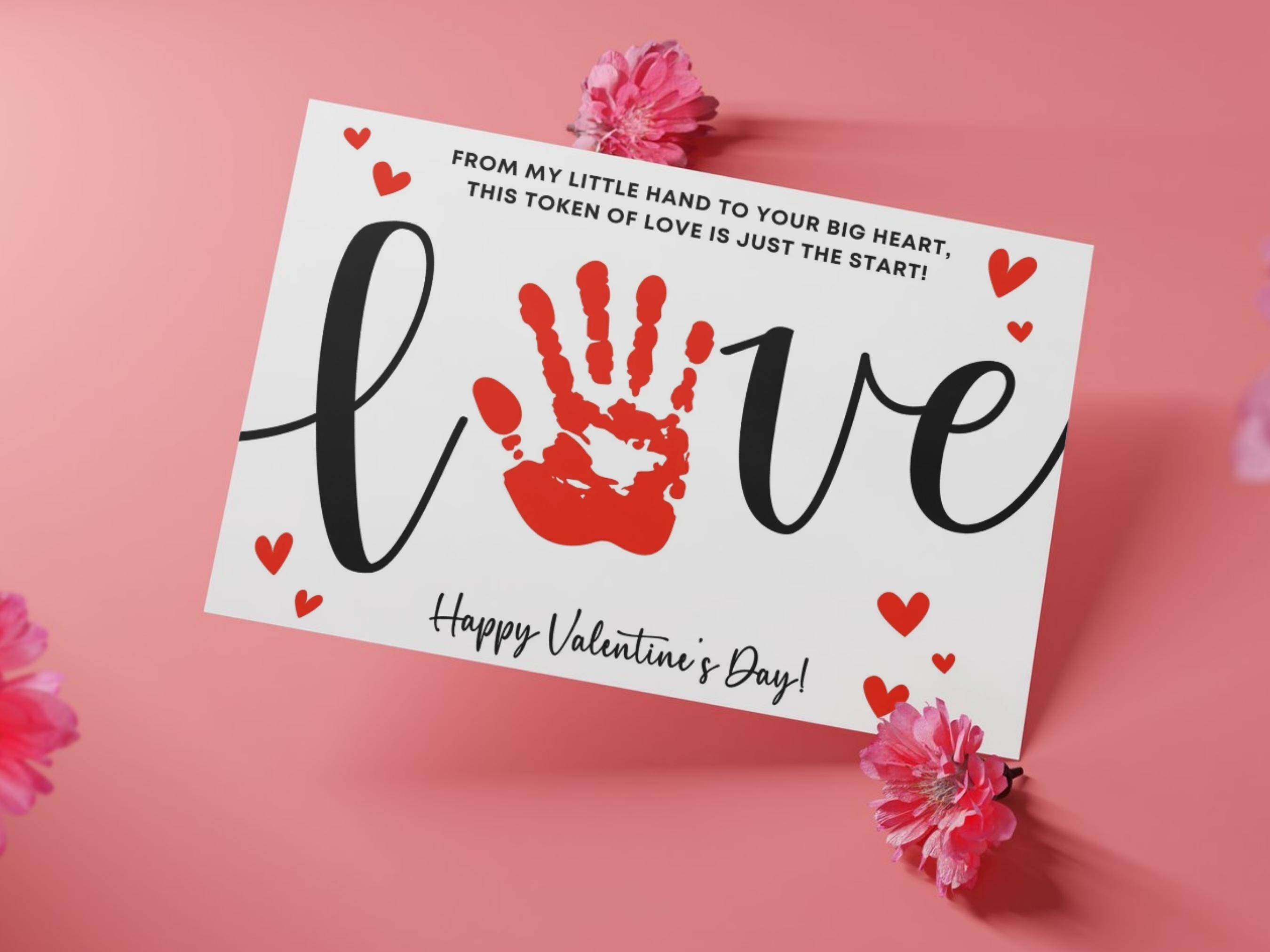 Valentine's Day Handprint Craft, DIY Handprint Activity, Valentine ...