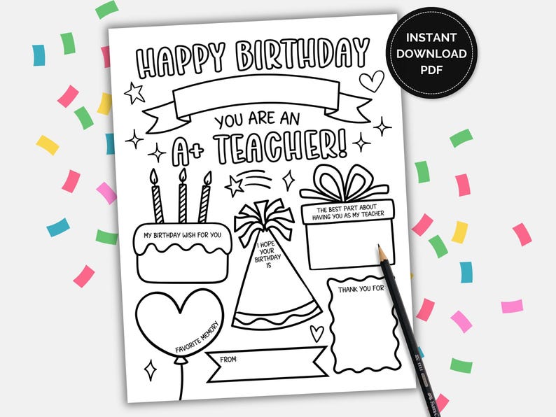 Happy Birthday Teacher, Teacher Appreciation Printable, Teacher ...
