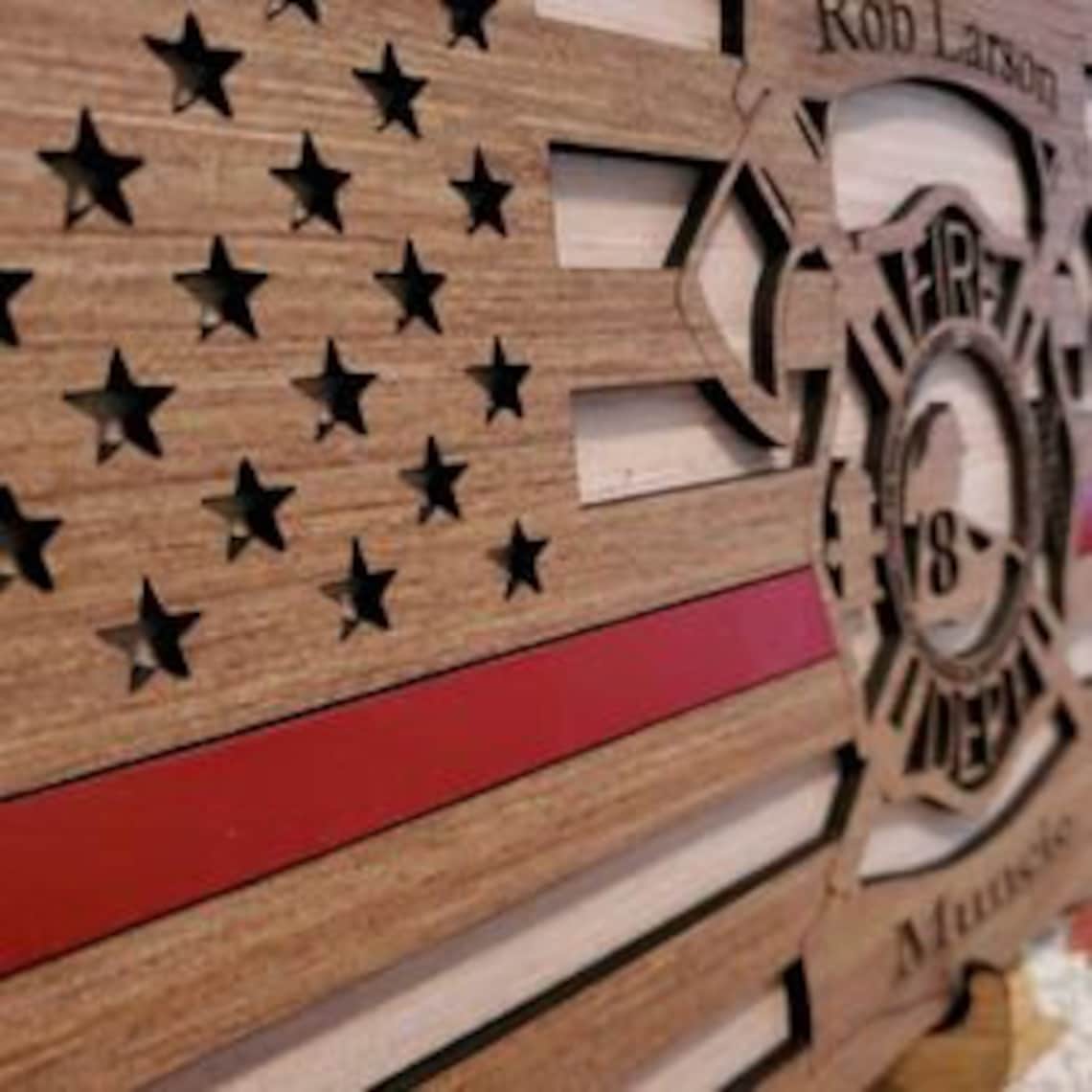 Firefighter Plaque SVG Fireman Engine Flag Memorial Laser Cut File - Etsy