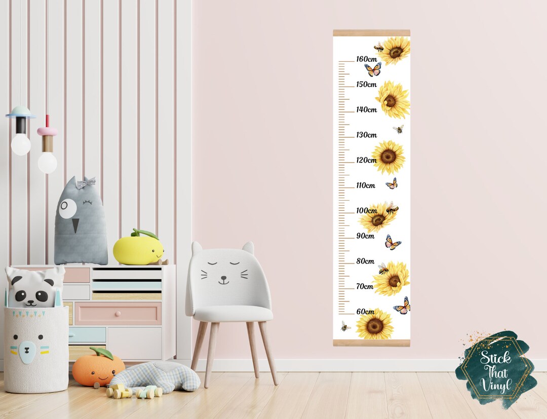 Sunflowers, Height Chart, Growth Chart, Kids Room, Decor, Bees ...