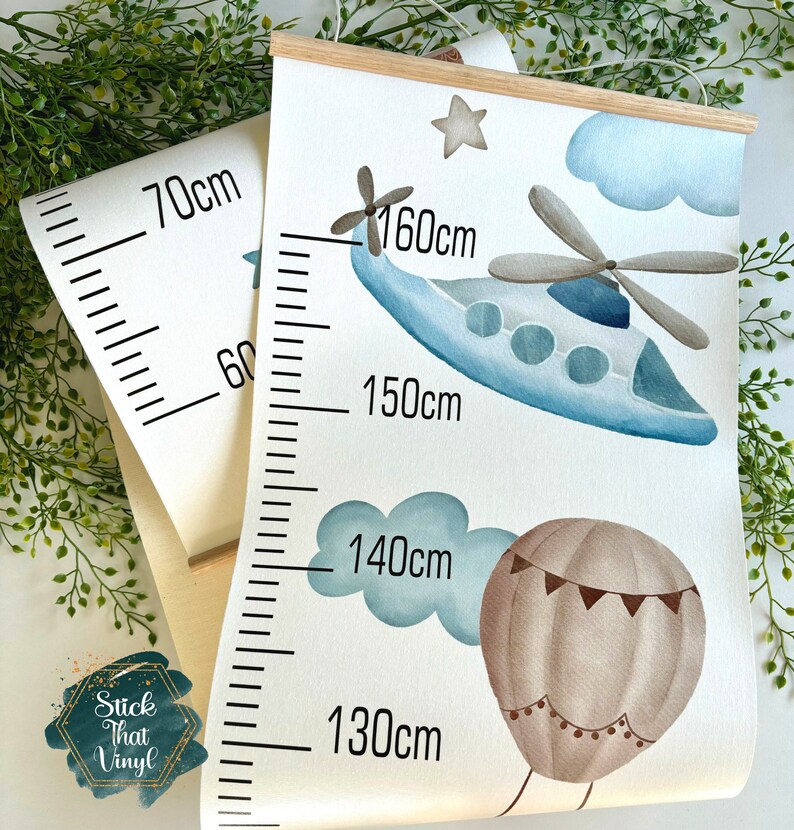 Air Transport, Height Chart, Growth Chart, Kids Room, Decor, Hot Air ...