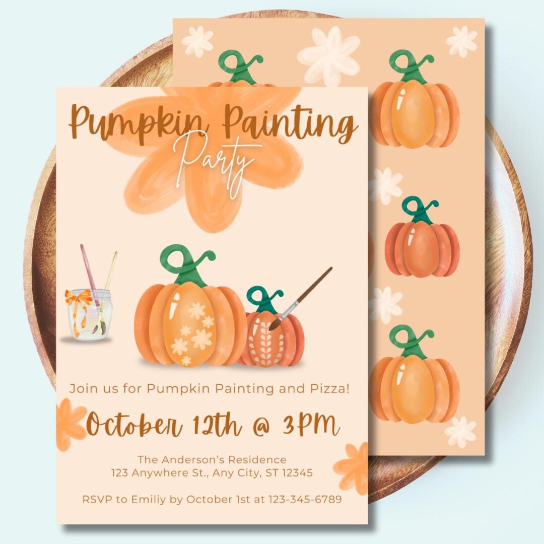 Pumpkin Painting Party Invitation Pumpkin Template October Party ...