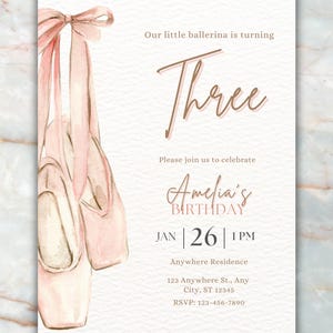 Elegant Ballerina Birthday Invite Template Dancer Birthday Pink Tutu ...