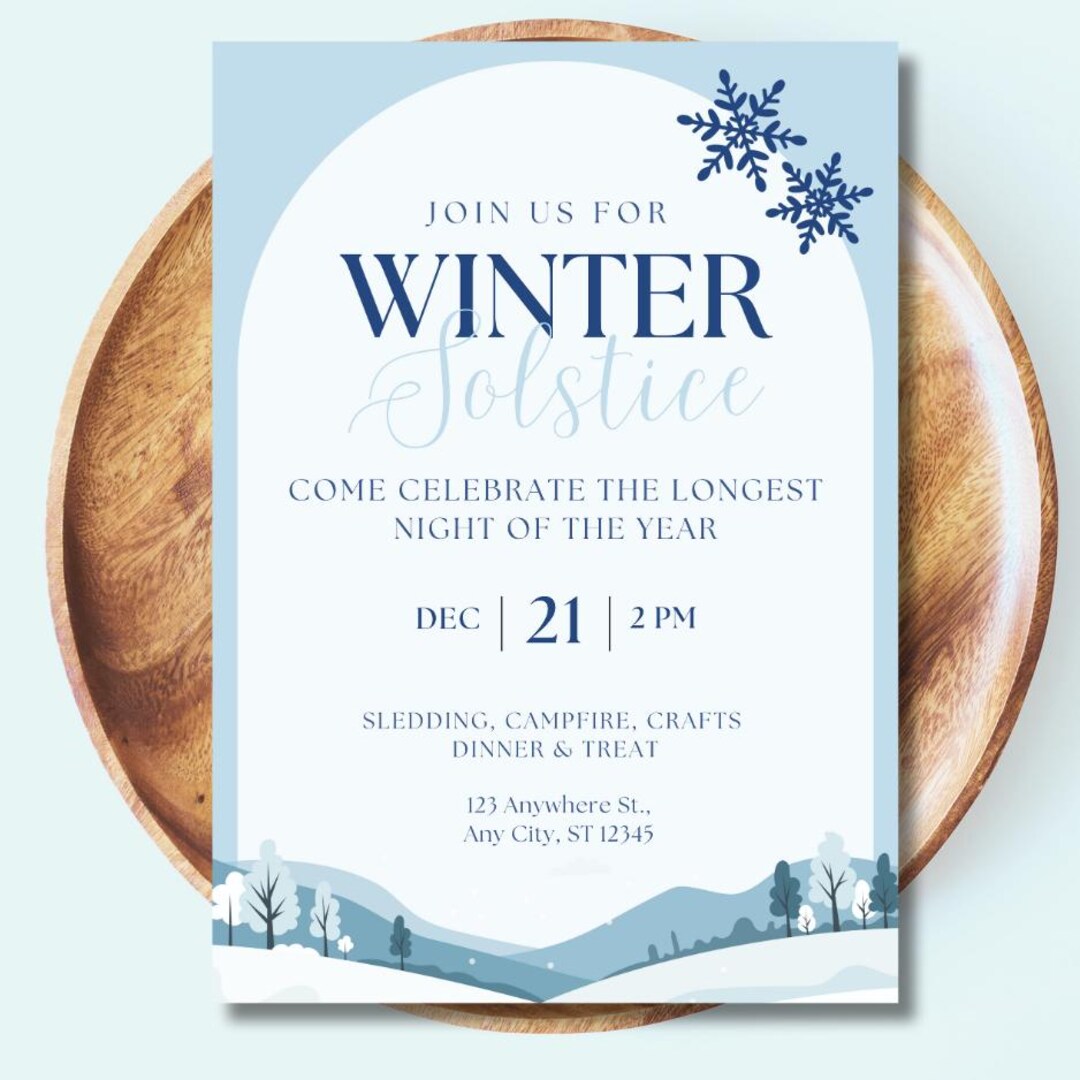 Winter Solstice Invitation - Editable Template (5x7 Digital Download ...