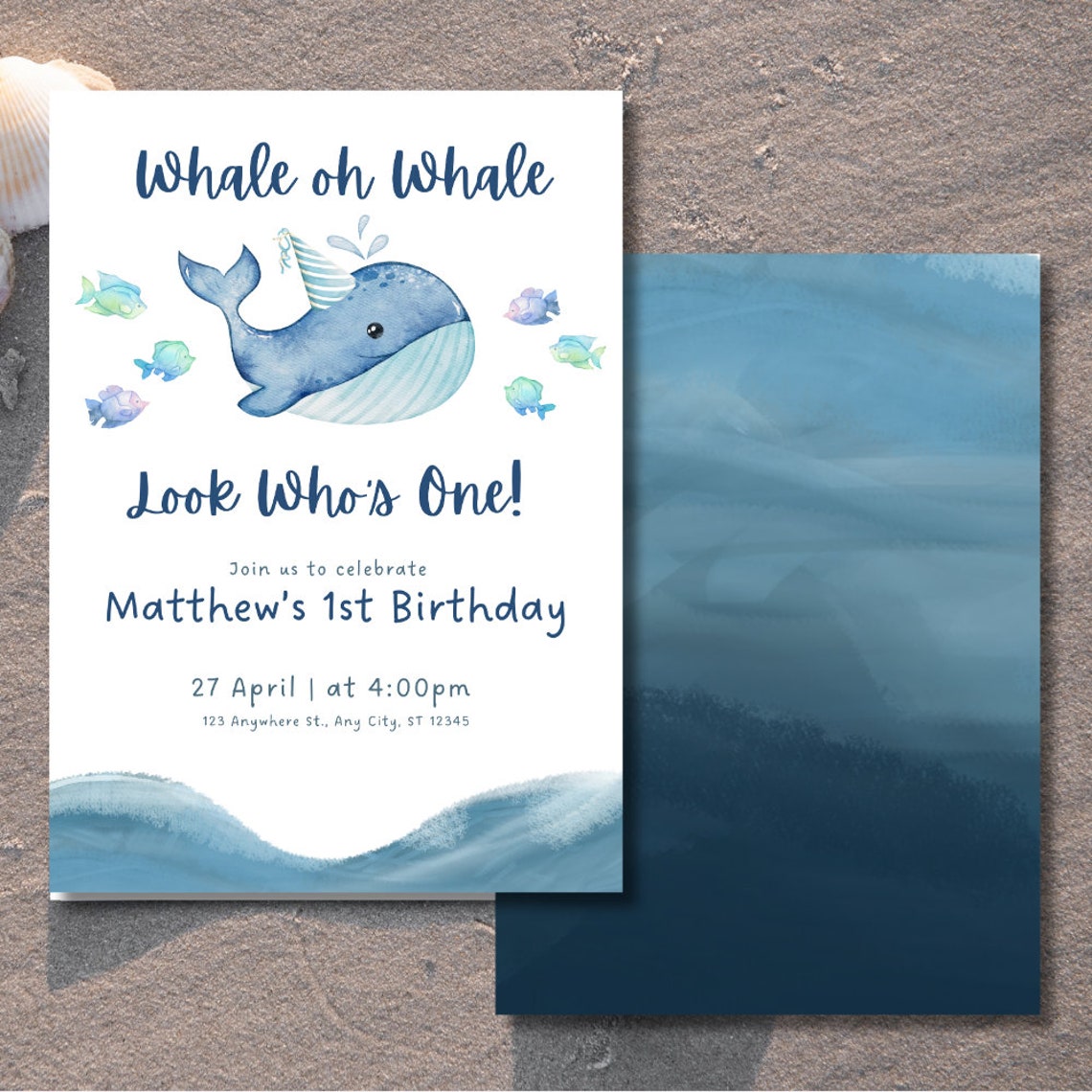 Whale Birthday Invitation Template Editable Instant Download Boy Whale ...