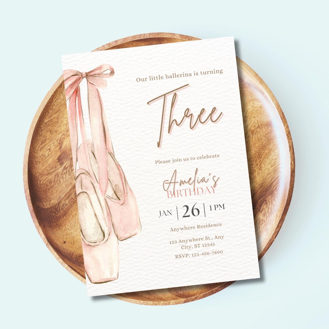 Elegant Ballerina Birthday Invite Template Dancer Birthday Pink Tutu ...