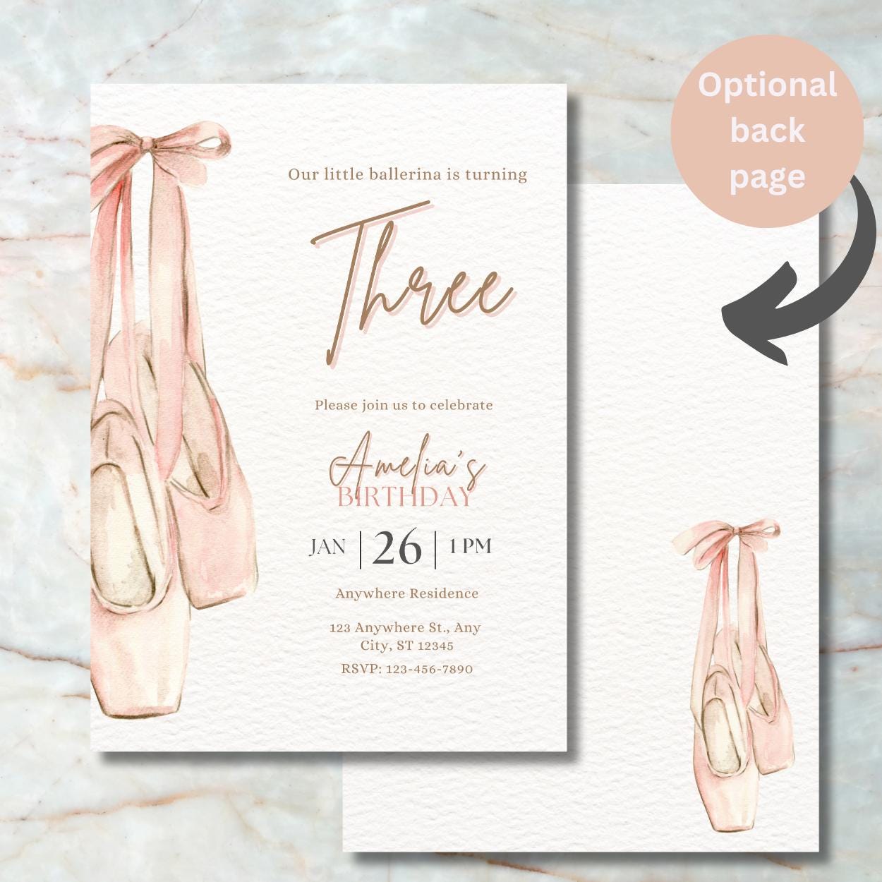 Elegant Ballerina Birthday Invite Template Dancer Birthday Pink Tutu ...