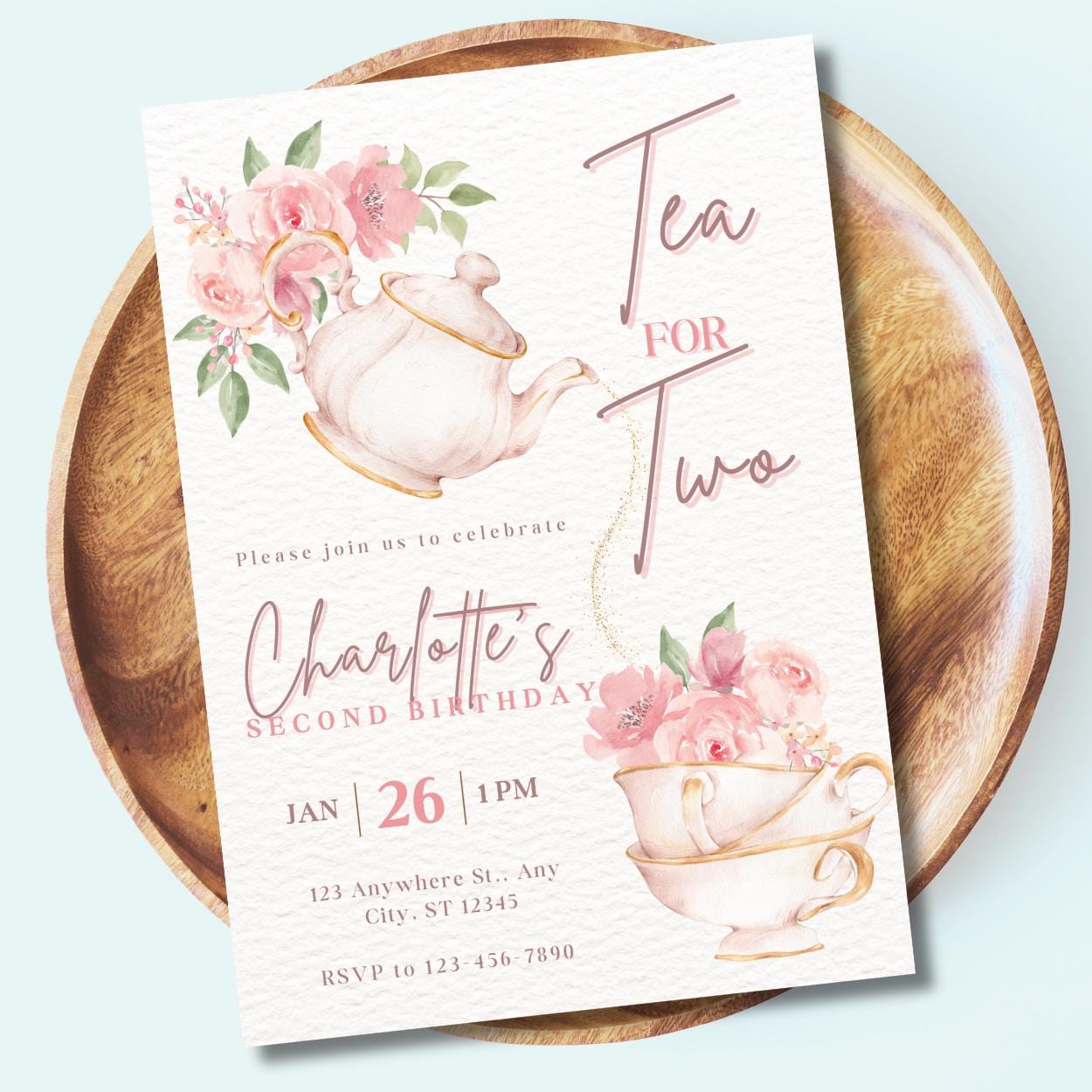 Tea for Two Birthday Party Invitation Tea Party Invitation Template 2nd ...