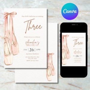 Elegant Ballerina Birthday Invite Template Dancer Birthday Pink Tutu ...