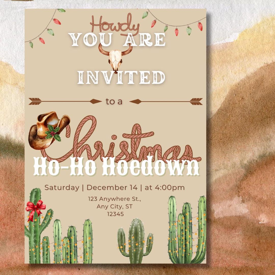 Western Christmas Hoedown Invitation Holiday Party Digital Template ...