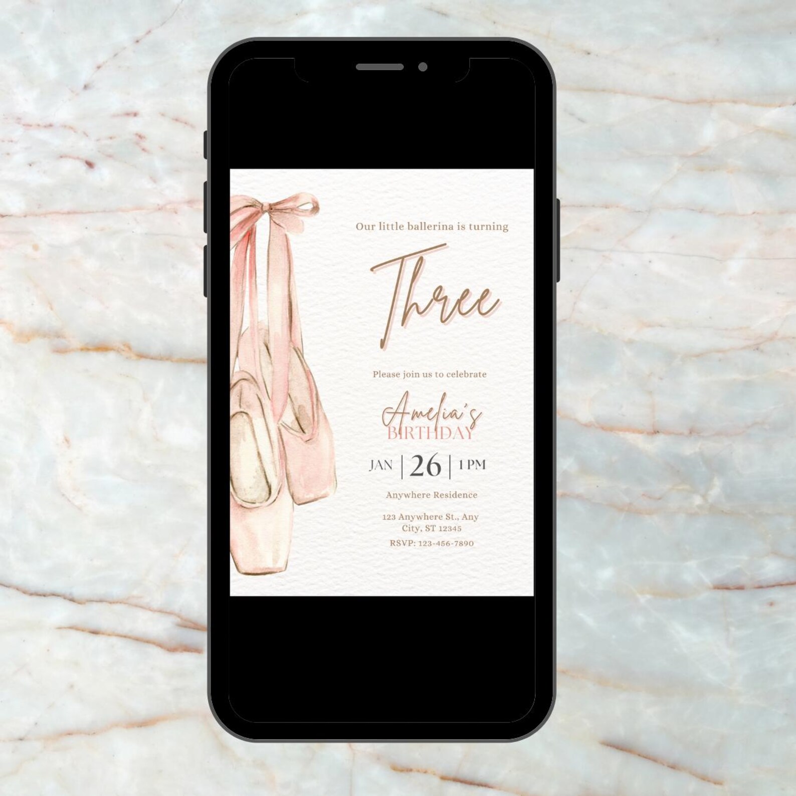 Elegant Ballerina Birthday Invite Template Dancer Birthday Pink Tutu ...