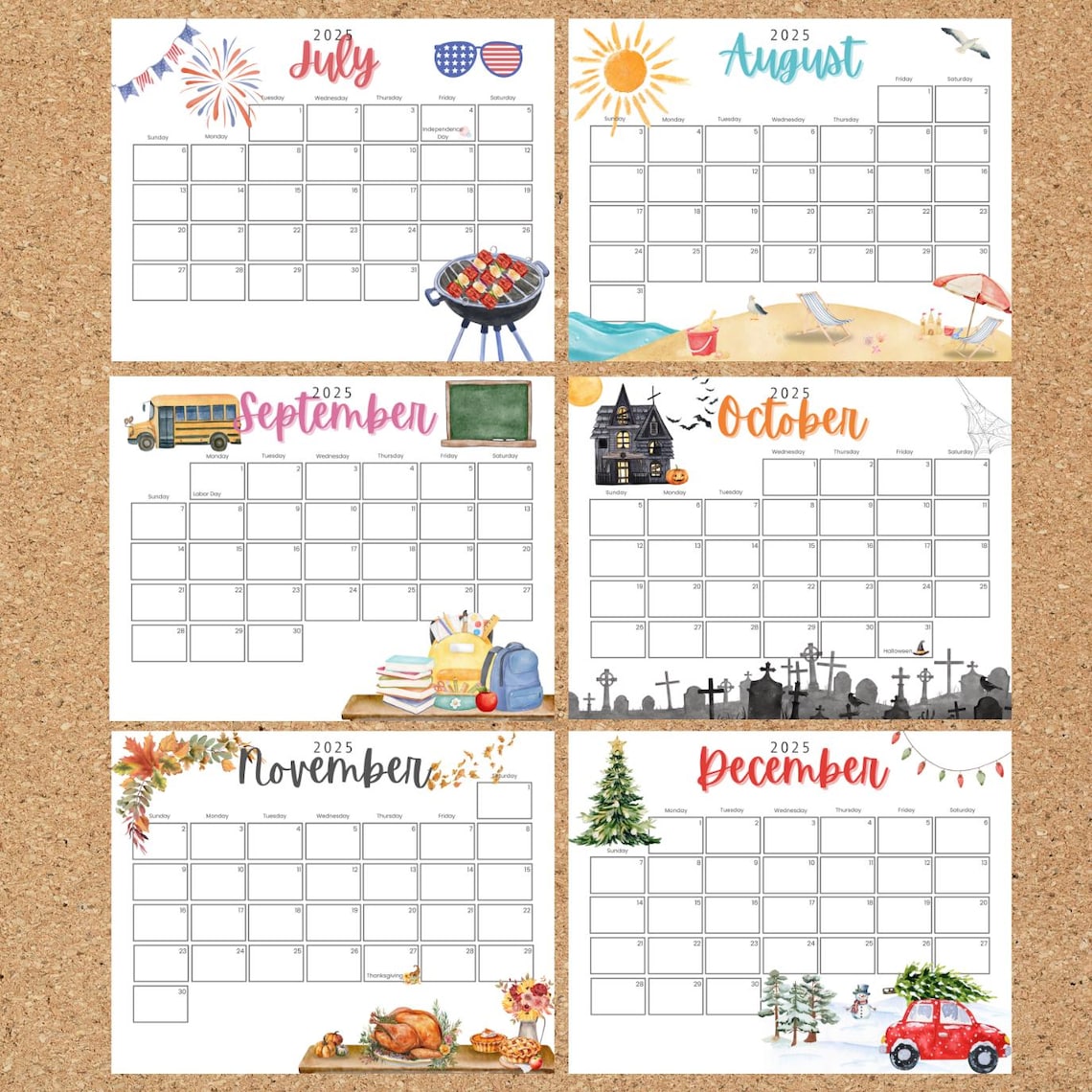 Printable Calendars 2025, Printable Kids Calendars, 2025 Fillable ...